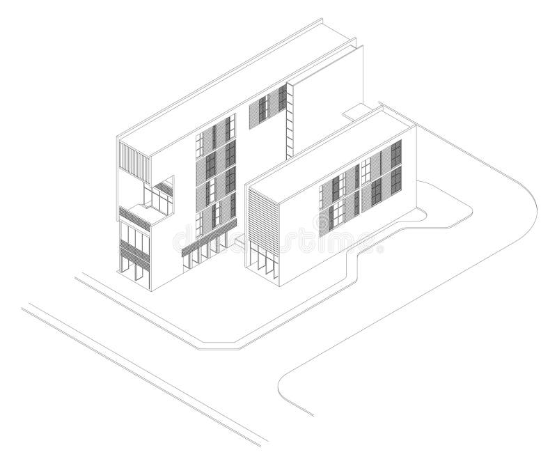 Isometric Drawing Of A Modern Building Stock Vector - Illustration of ... Isometric Drawing Of A Modern Building Stock Vector - Illustration of ...