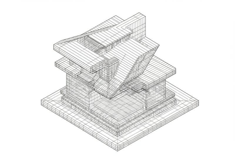 Isometric Drawing of a Multilevel Structure Stock Illustration ...