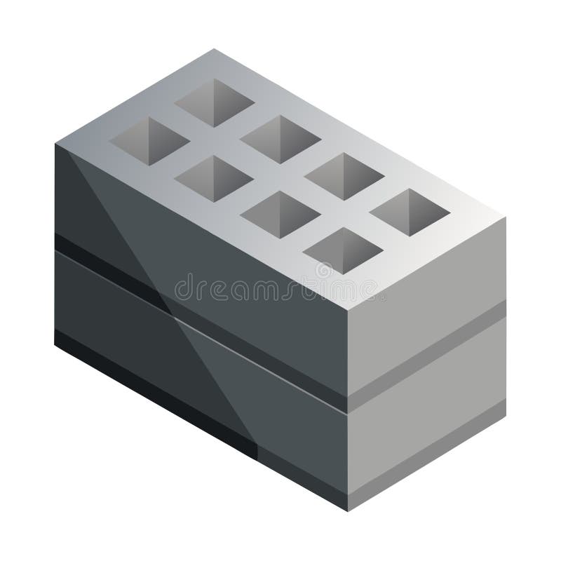 An Isometric Drawing Showing a Concrete Block on a Plain White ...