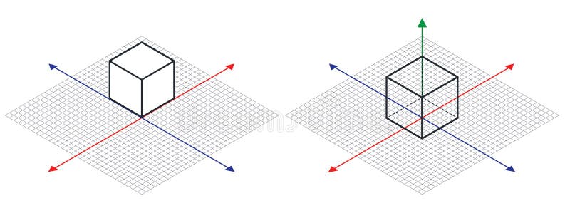Isometric Drawing of a Cube with Circles Inscribed Stock Vector ...
