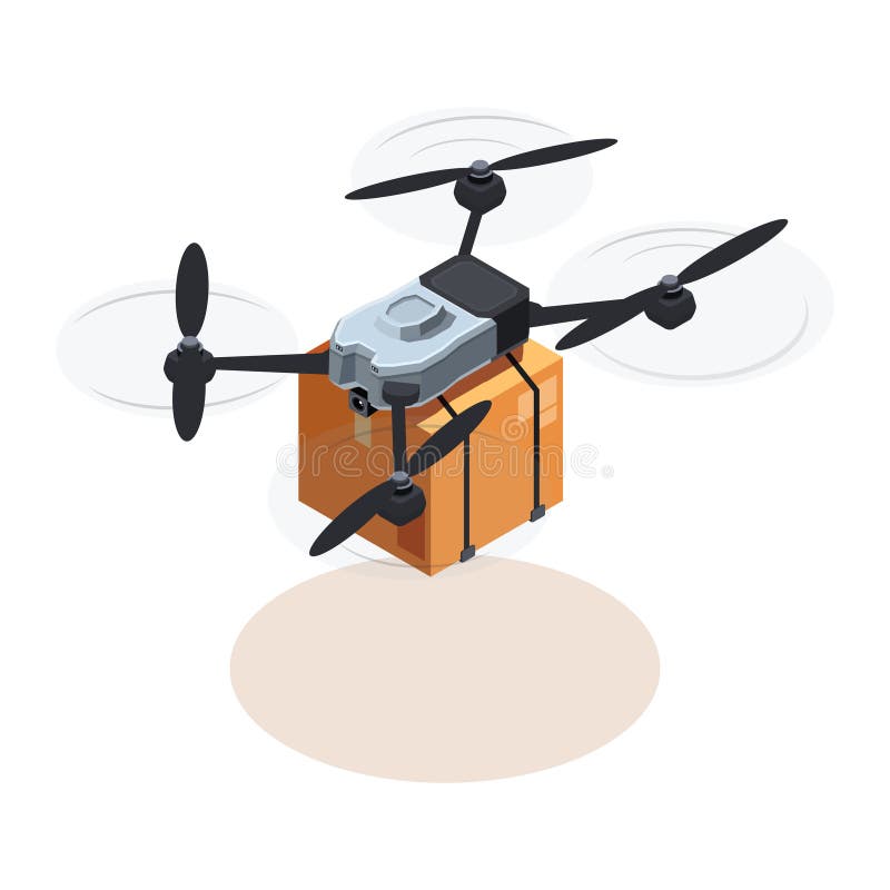 Isometric Drone Delivery of Goods Stock Vector - Illustration of future ...