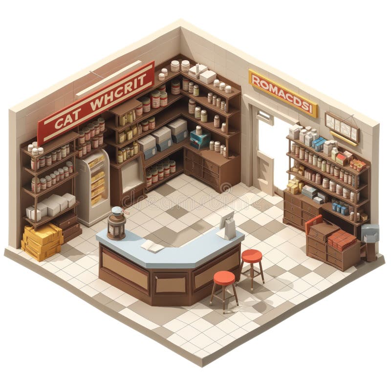 Isometric Drug Store Interior Design Stock Illustration - Illustration ...