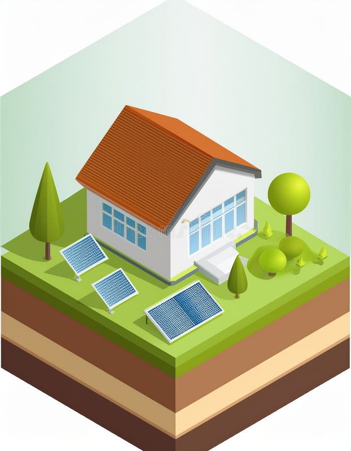 Isometric Ecosystem Vector Model of a Smart Energy House with Solar ...