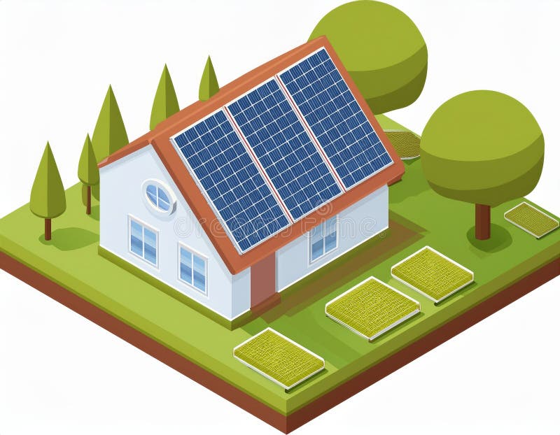 Isometric Ecosystem Vector Model of a Smart Energy House with Solar ...