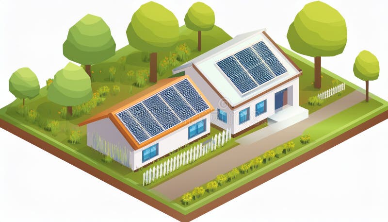 Isometric Ecosystem Vector Model of a Smart Energy House with Solar ...