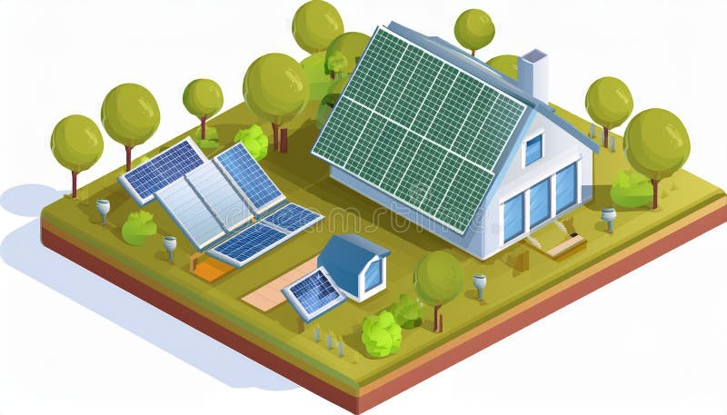 Isometric Ecosystem Vector Model of a Smart Energy House with Solar ...