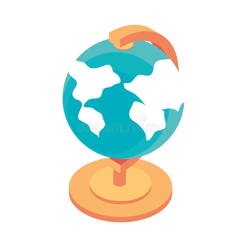 Isometric Education Globe Map Stock Vector - Illustration of continent ...