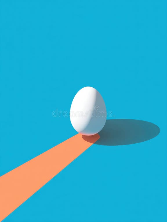 Isometric Egg Shape Casting a Shadow Against a Bright Blue Background ...