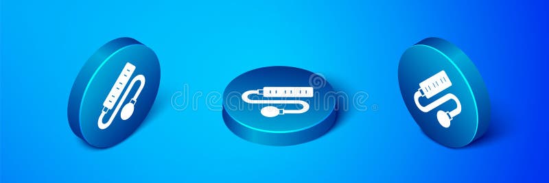 Isometric Electric Extension Cord Icon Isolated on Blue Background ...