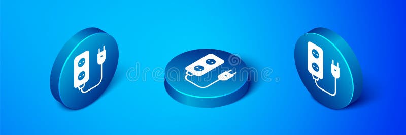 Isometric Electric Extension Cord Icon Isolated on Blue Background ...