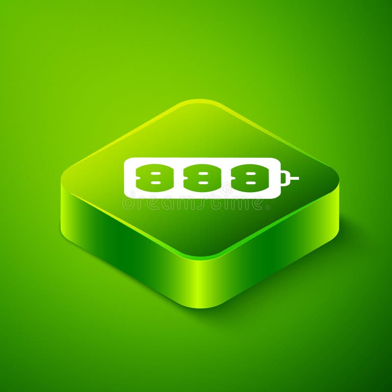 Isometric Electric Extension Cord Icon Isolated on Green Background ...