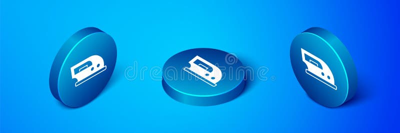 Isometric Electric Iron Icon Isolated on Blue Background. Steam Iron ...