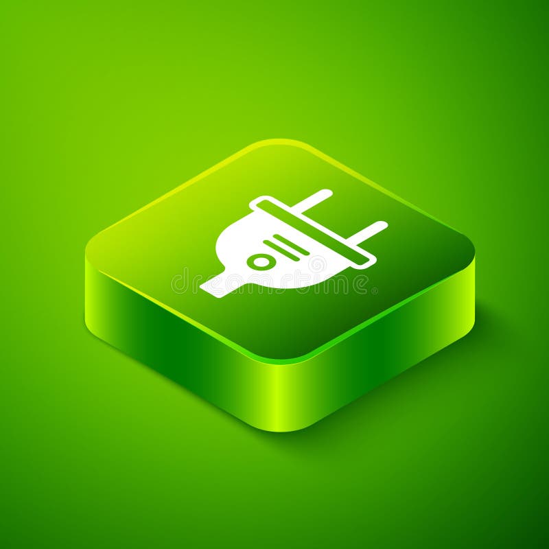 Isometric Electric Plug Icon Isolated on Green Background. Concept of ...