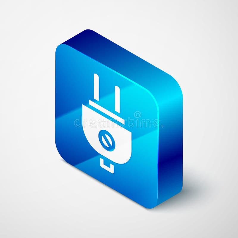 Isometric Electric Plug Icon Isolated on Grey Background. Concept of ...