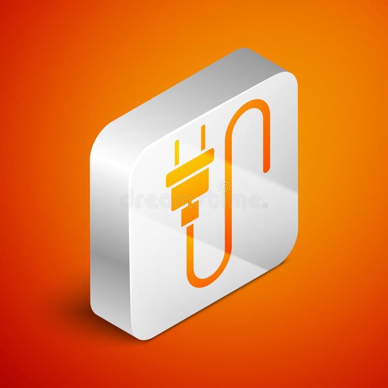Isometric Electric Plug Icon Isolated on Orange Background. Concept of ...