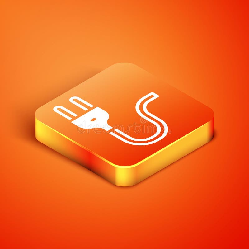 Isometric Electric Plug Icon Isolated on Orange Background. Concept of ...
