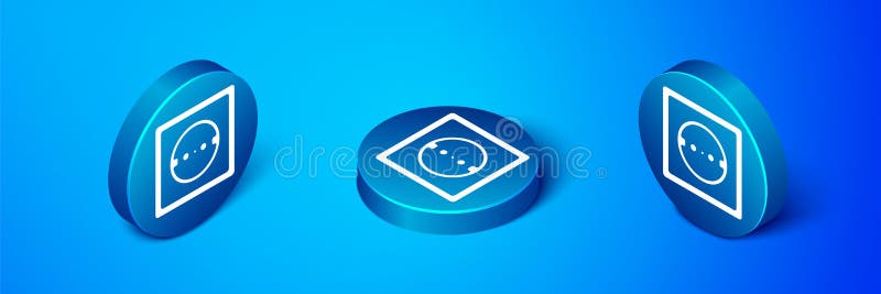 Isometric Electrical Outlet Icon Isolated on Blue Background. Power ...