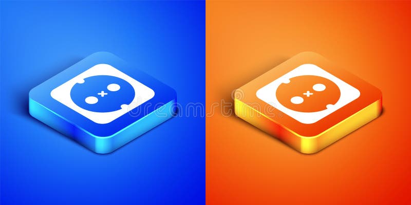 Isometric Electrical Outlet Icon Isolated on Blue and Orange Background ...