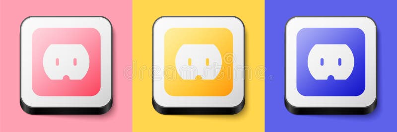 Isometric Electrical Outlet Icon Isolated on Pink, Yellow and Blue ...