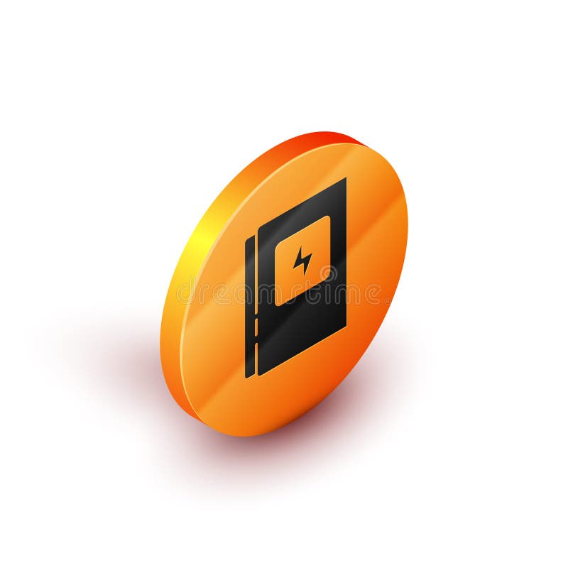Isometric Electrical Panel Icon Isolated on White Background. Orange ...