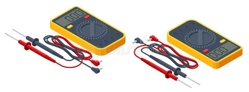 Isometric Electrical Tester, Digital Multimeter on White Background ...