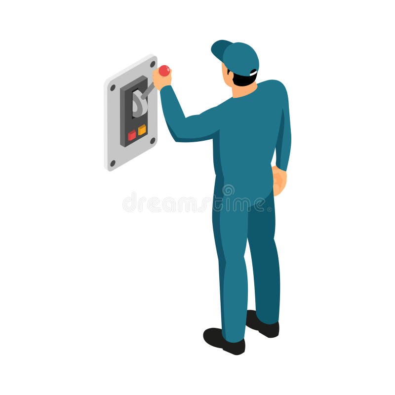 Isometric Electrician Illustration Stock Vector - Illustration of ...