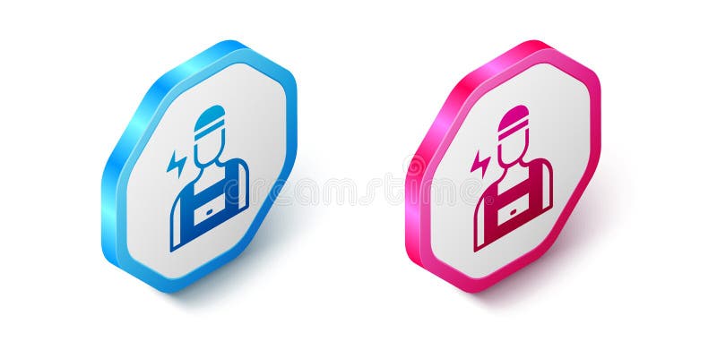 Isometric Electrician Illustration Stock Vector - Illustration of ...