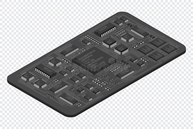 Isometric Electronic Board. Isometric Printed Circuit Board with ...
