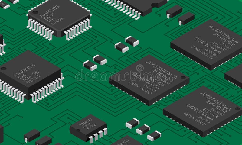 Isometric Electronic Board. Isometric Printed Circuit Board with ...