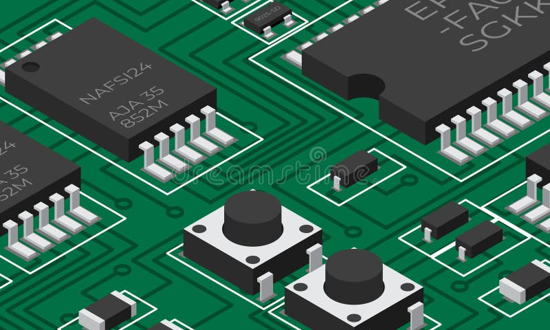 Isometric Electronic Board. Isometric Printed Circuit Board with ...