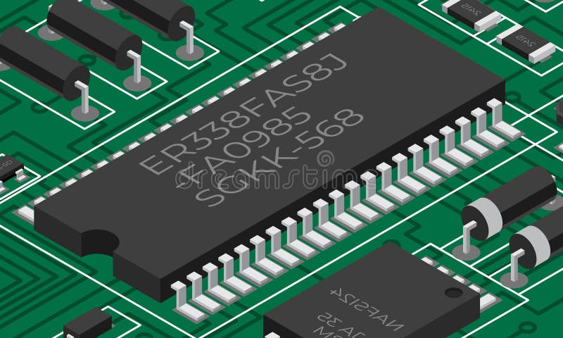 Isometric Electronic Board. Isometric Printed Circuit Board with ...