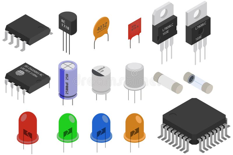 Vector Electronic Components Icons Set Stock Vector - Illustration of ...