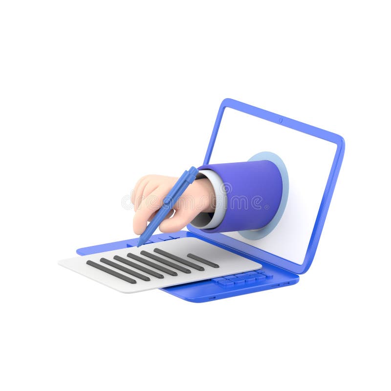 Isometric Electronic Signature Concept. Digital Form Attached To ...