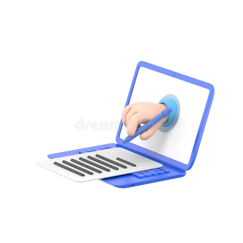 Isometric Electronic Signature Concept. Digital Form Attached To ...