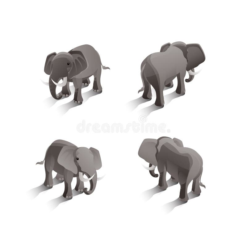 Isometric Elephants. Vector Illustration Decorative Design Stock Vector ...