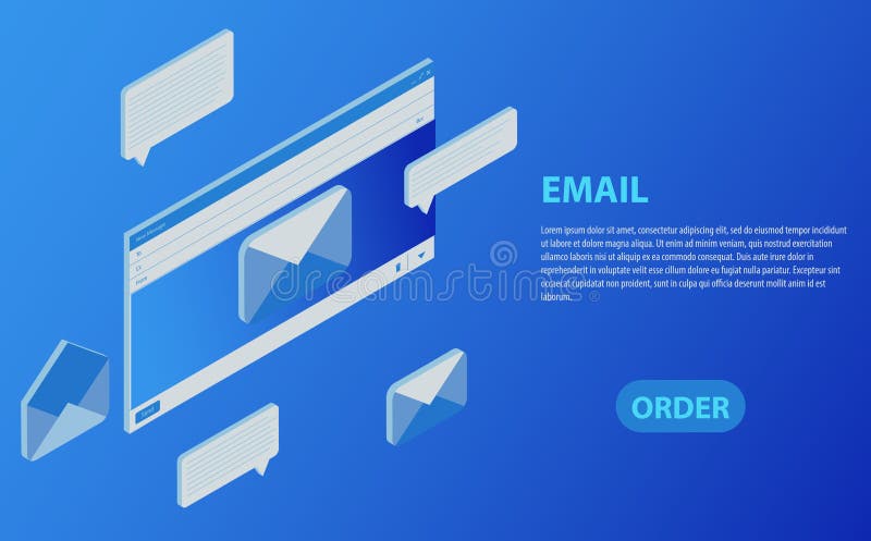Isometric Email Inbox Electronic Communication. E-mail Marketing ...