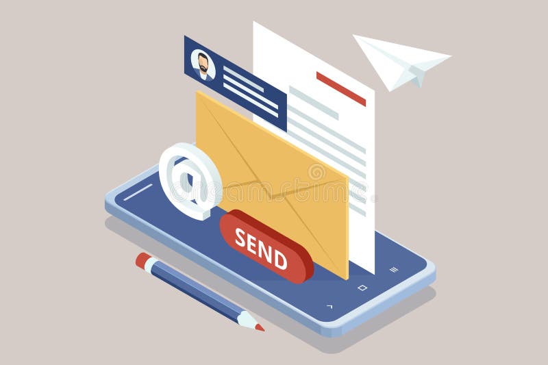 Isometric Email, Message and Communication. Mail Communication ...