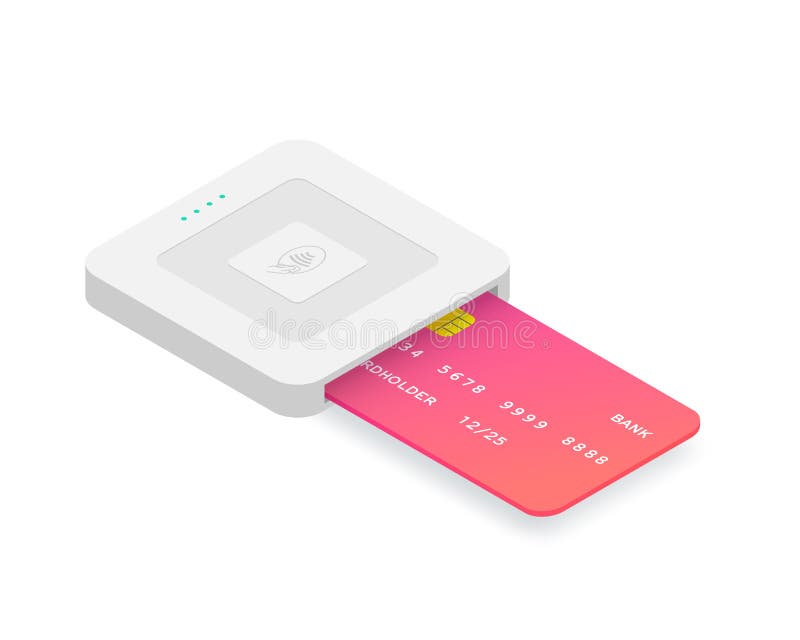 Isometric EMV Chip Credit Card Square Reader. Secure Cashless Payment ...