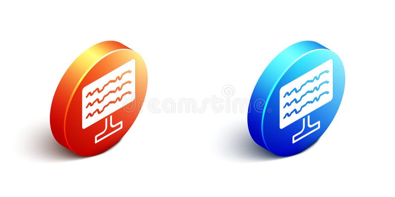 Isometric Encephalogram Icon Isolated on White Background. Electrical ...