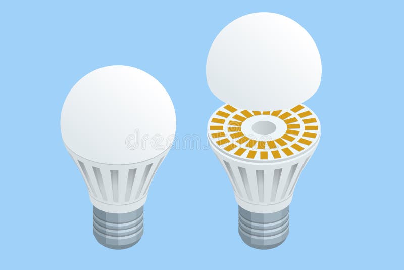 Isometric Energy Saving Vented LED Bulb. Type E27 Stock Vector ...