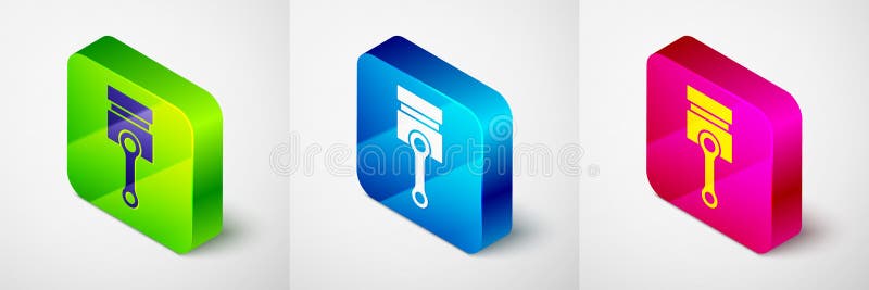Isometric Engine Piston Icon Isolated on Grey Background. Car Engine ...