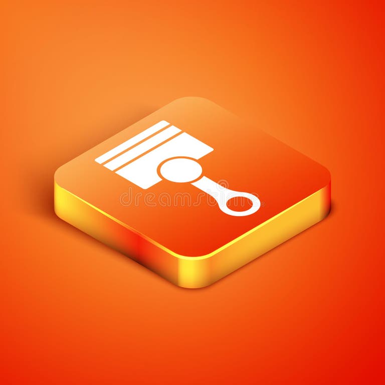 Isometric Engine Piston Icon Isolated on Orange Background. Car Engine ...