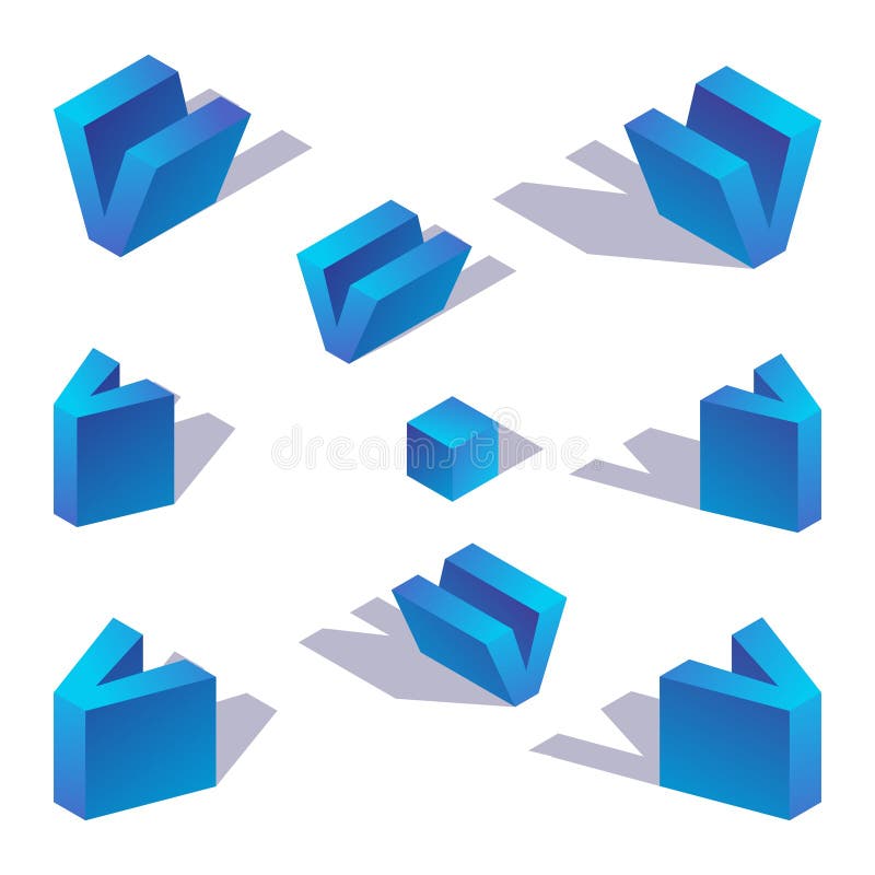 Isometric English Letters from a To Z Laying Down with Drop Shadows ...