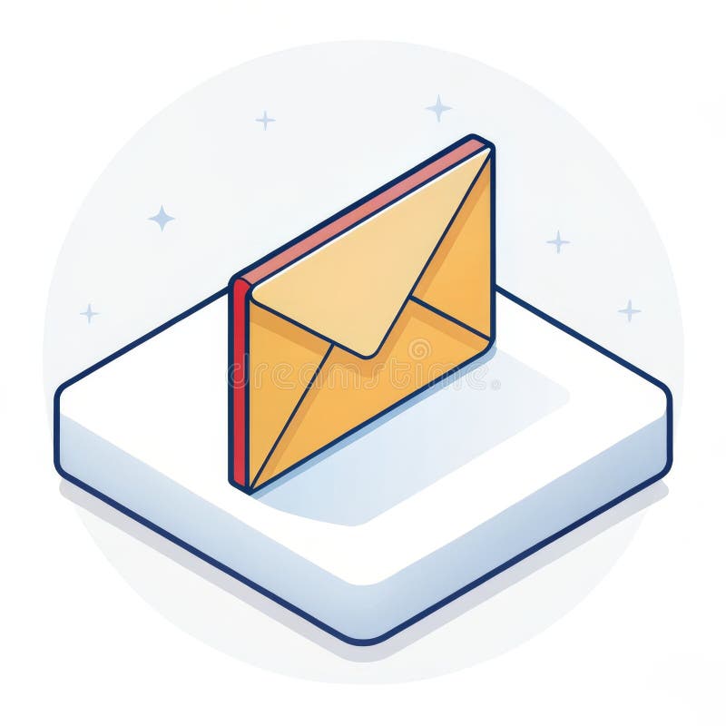 Isometric Envelope Icon, Isolated on White Background, Email, Message ...