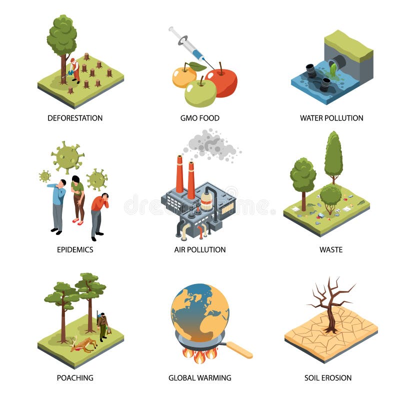 Environmental Problems Icons Set Stock Vector - Illustration of design ...