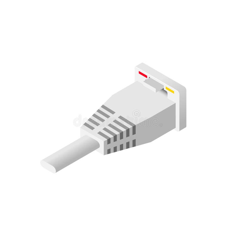 Isometric Ethernet Port and Cable Stock Illustration - Illustration of ...