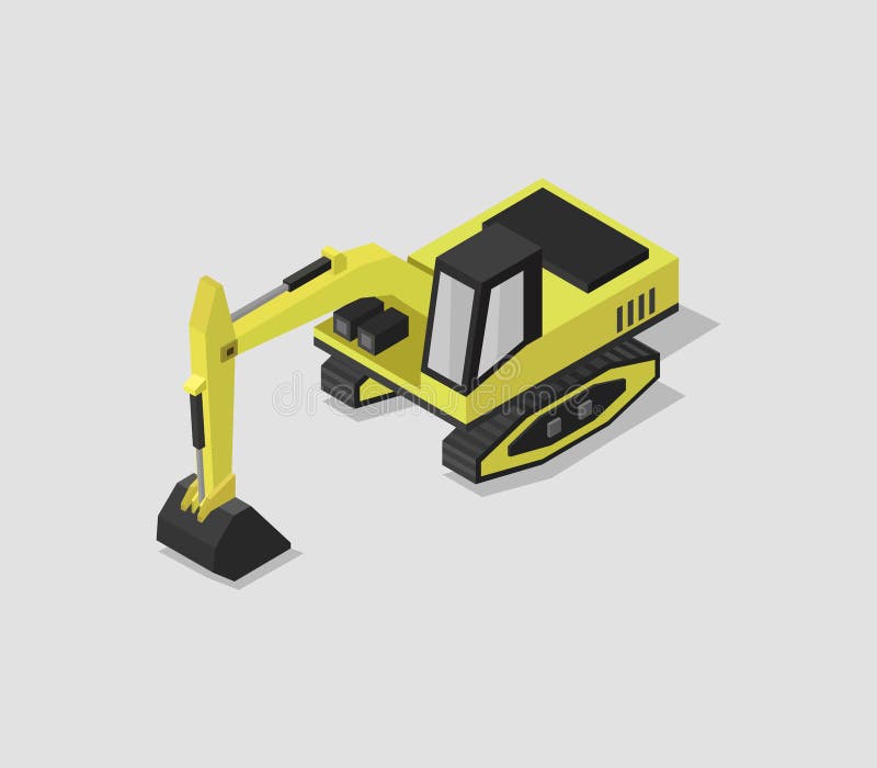 Isometric Excavator Icon Illustrated On A White Background Stock ...