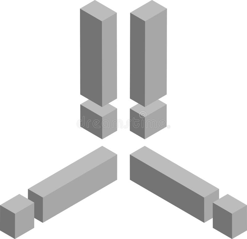 Isometric Exclamation Mark Symbol. Template for Creating Logos, Emblems ...