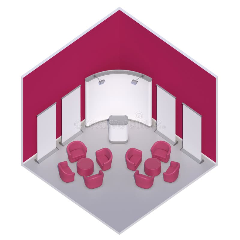 Isometric Exhibition Booth Stand Stock Illustration - Illustration of ...
