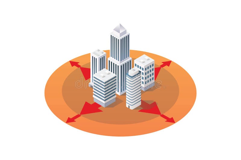 Isometric of Expanded Downtown District Zone Stock Vector ...